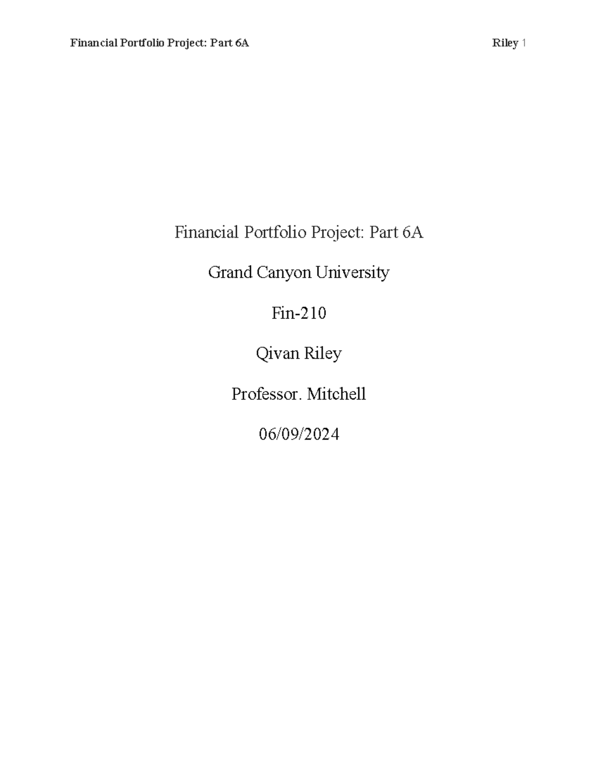 Financial Portfolio Project Part 6A - Grand Canyon University - Studocu