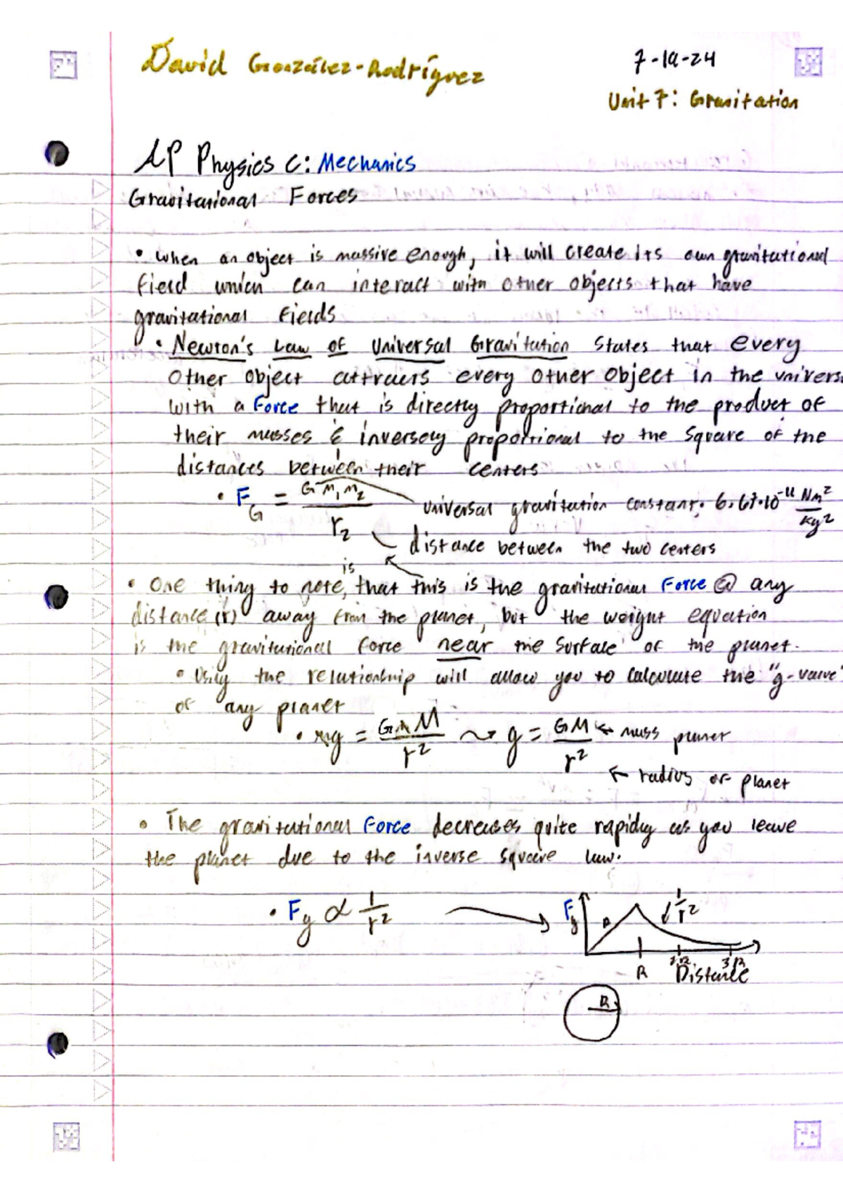 AP Physics C: Mechanics Unit 7 - Gravitational Forces and Orbits - Studocu