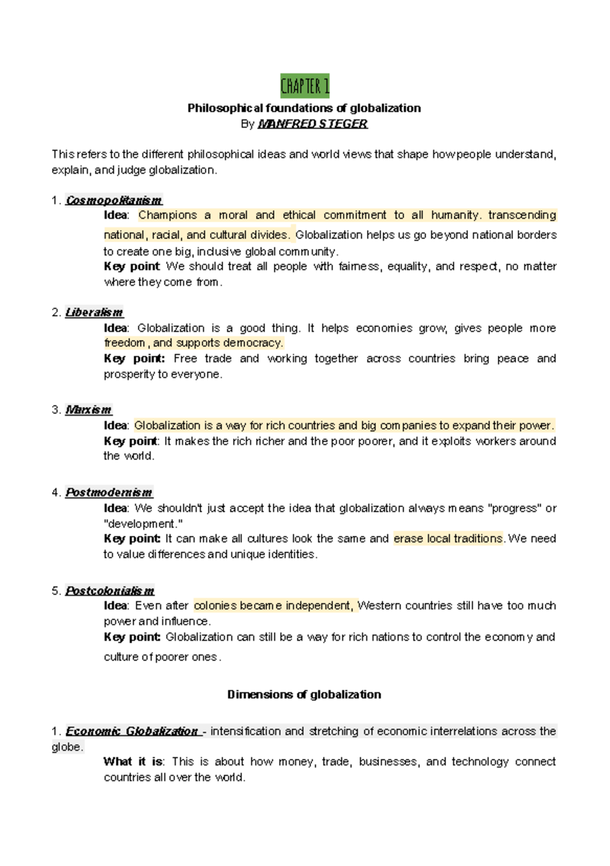 EXAM 1 GE 3 Notes: Philosophical Foundations of Globalization - Studocu