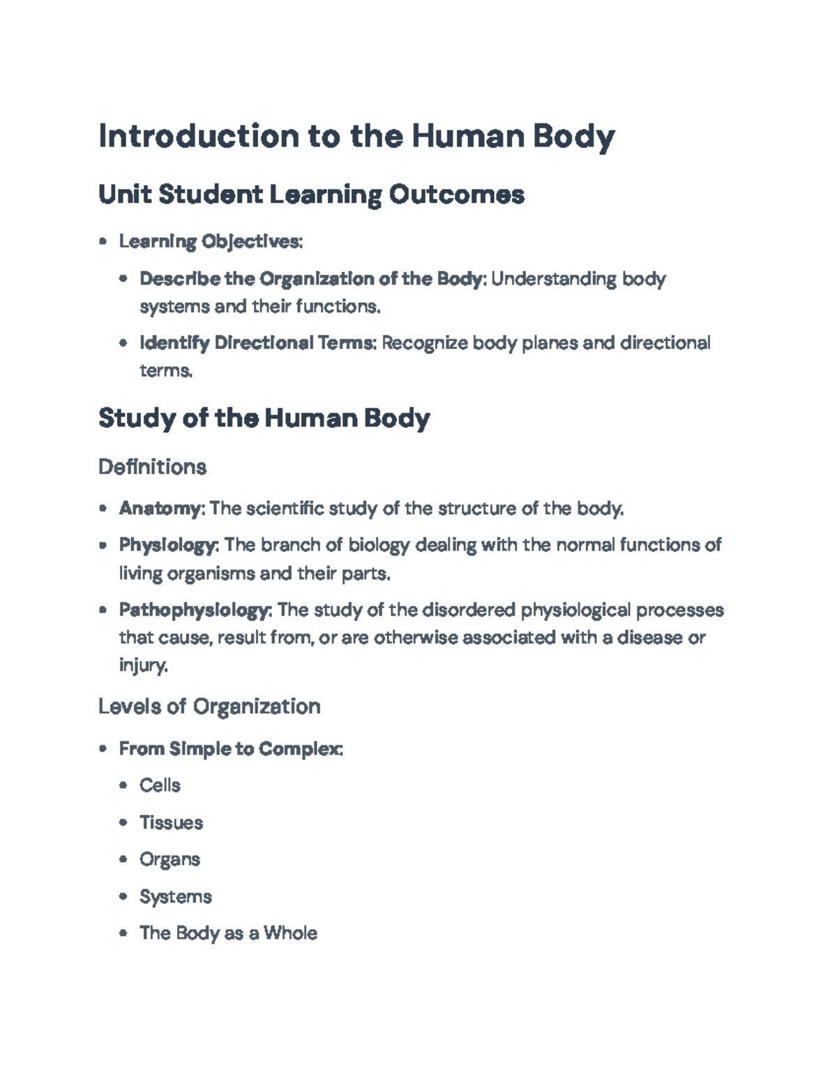 Introduction to Human Body Systems: Structure, Functions, and ...