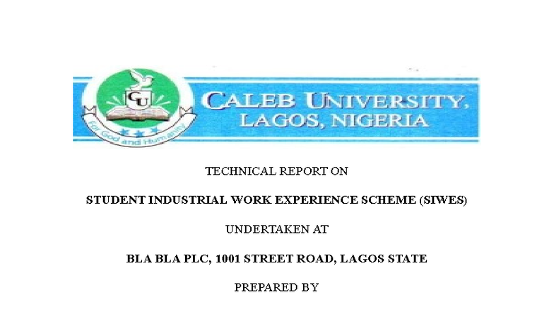 SIWES Report: Student Industrial Work Experience at BLA BLA PLC - Studocu