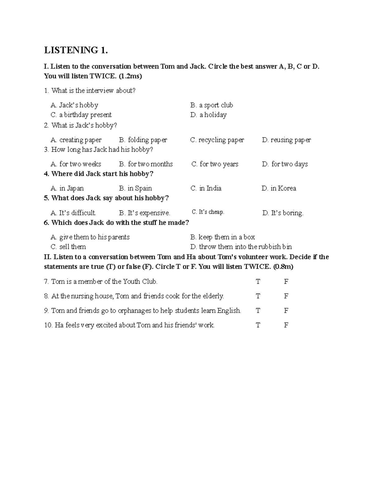 Listening Final Exam Notes - Listening Skills Assessment - Studocu