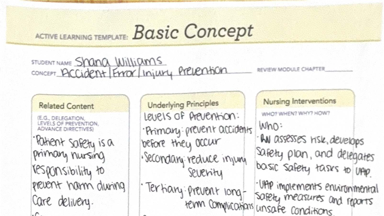 ACTIVE LEARNING TEMPLATE: Accident & Injury Prevention (NURS 101) - Studocu