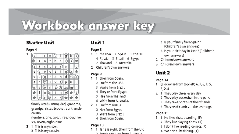 Faf TB3 Workbook Answers: Complete Answer Key for Units 1-13 - Studocu
