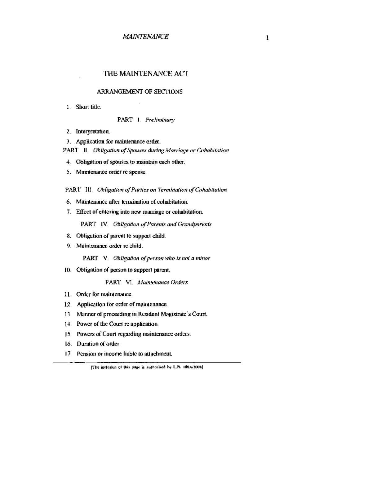 Maintenance Act Overview and Key Provisions - Studocu