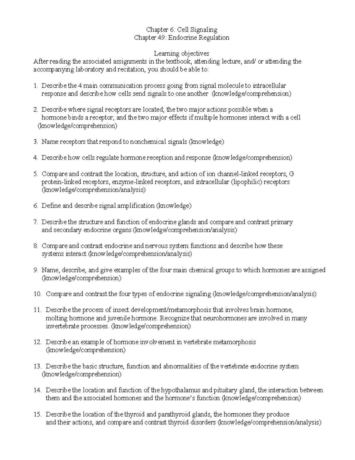 Chapter 6 & 49: Cell Signaling and Endocrine Regulation Overview - Studocu