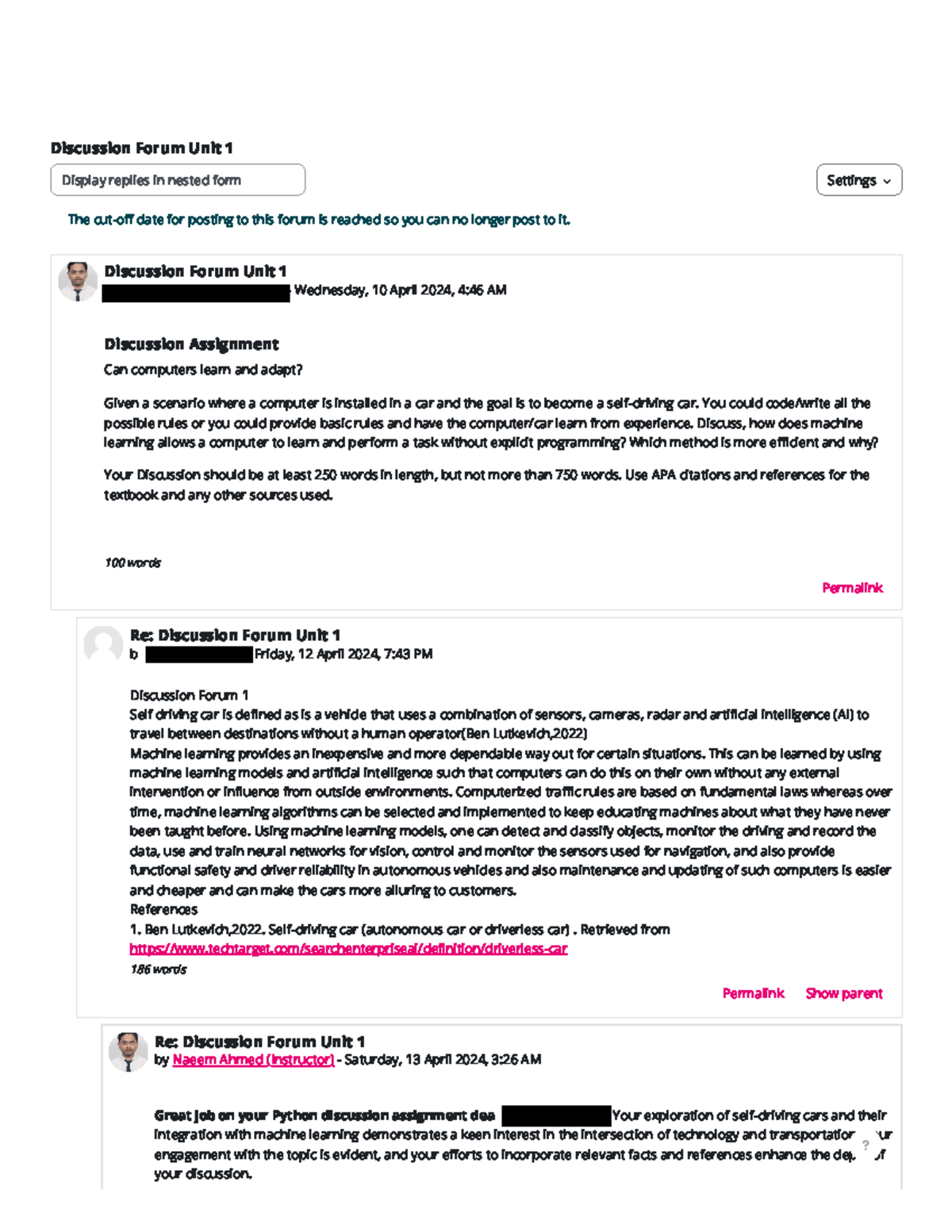 CS 4408 Discussion Forum Unit 1 Full Forum - Discussion Forum Unit 1 ...