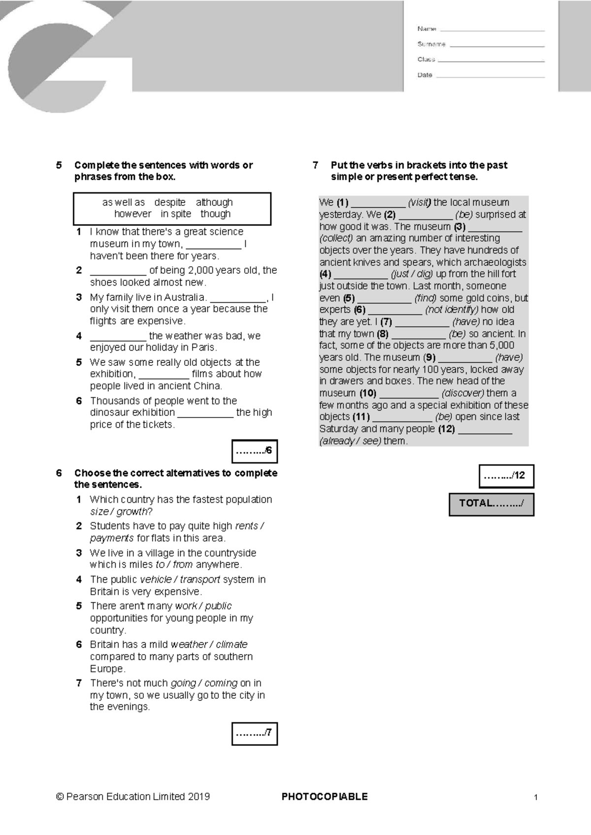 B1 Preliminary Unit 4 Test: Vocabulary & Grammar Practice - Studocu