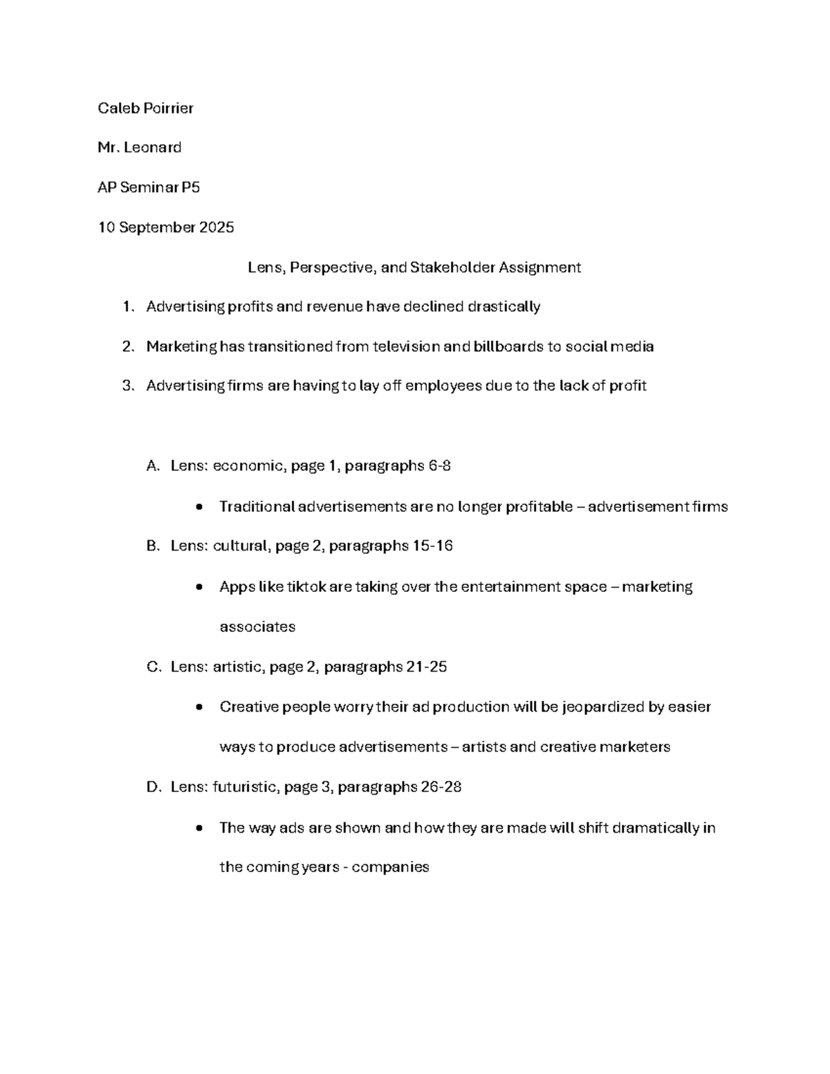 AP Seminar P5: Lens & Perspective on Advertising Trends - Studocu