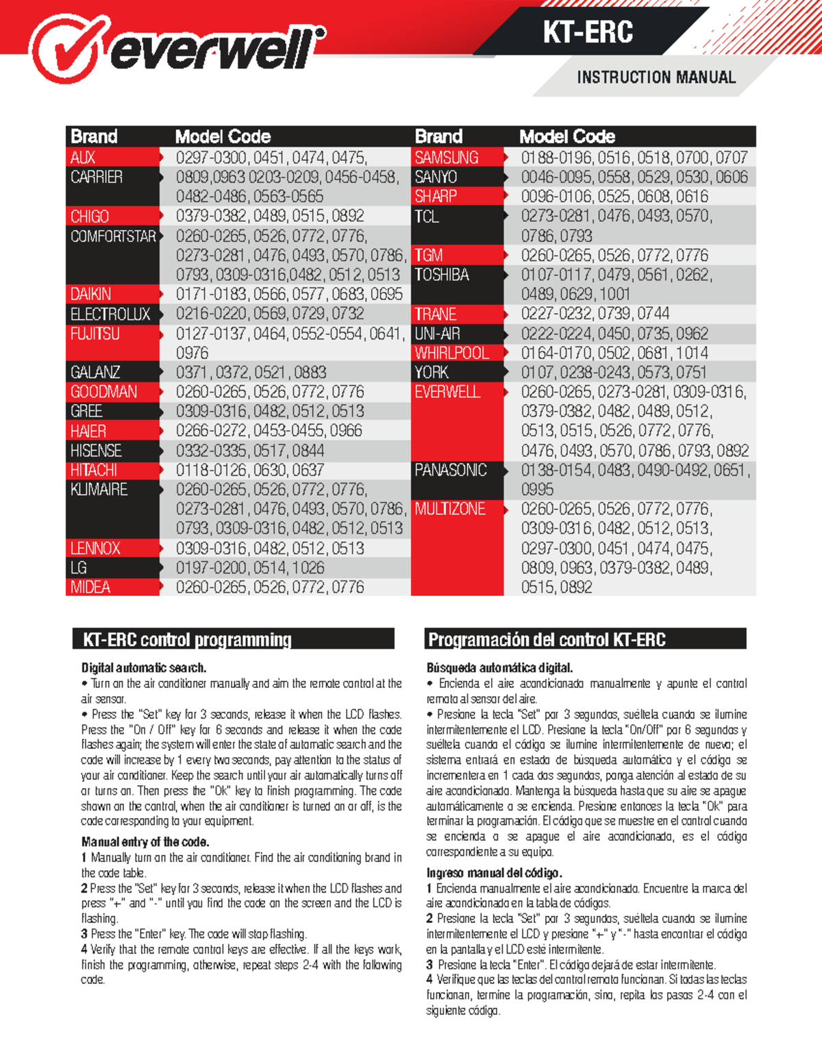 KT-ERC Instruction Manual for Air Conditioner Remote Control - Studocu