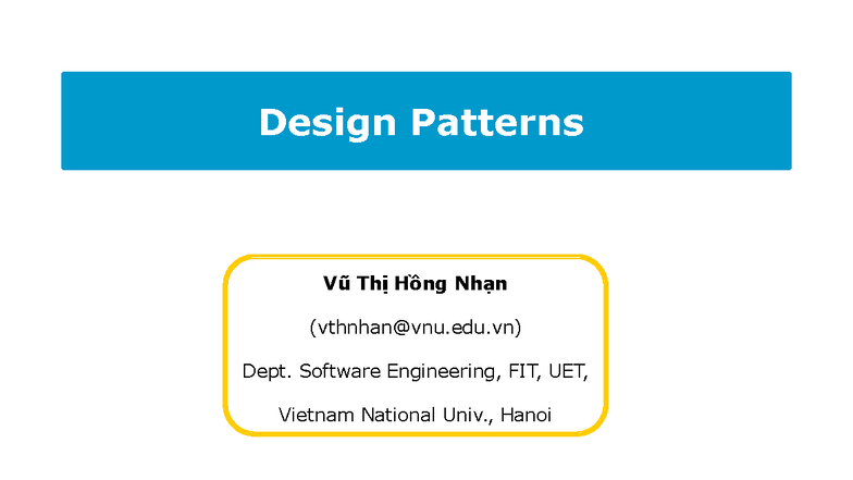 Design Patterns Overview - SE Course Notes (FIT, UET) - Studocu