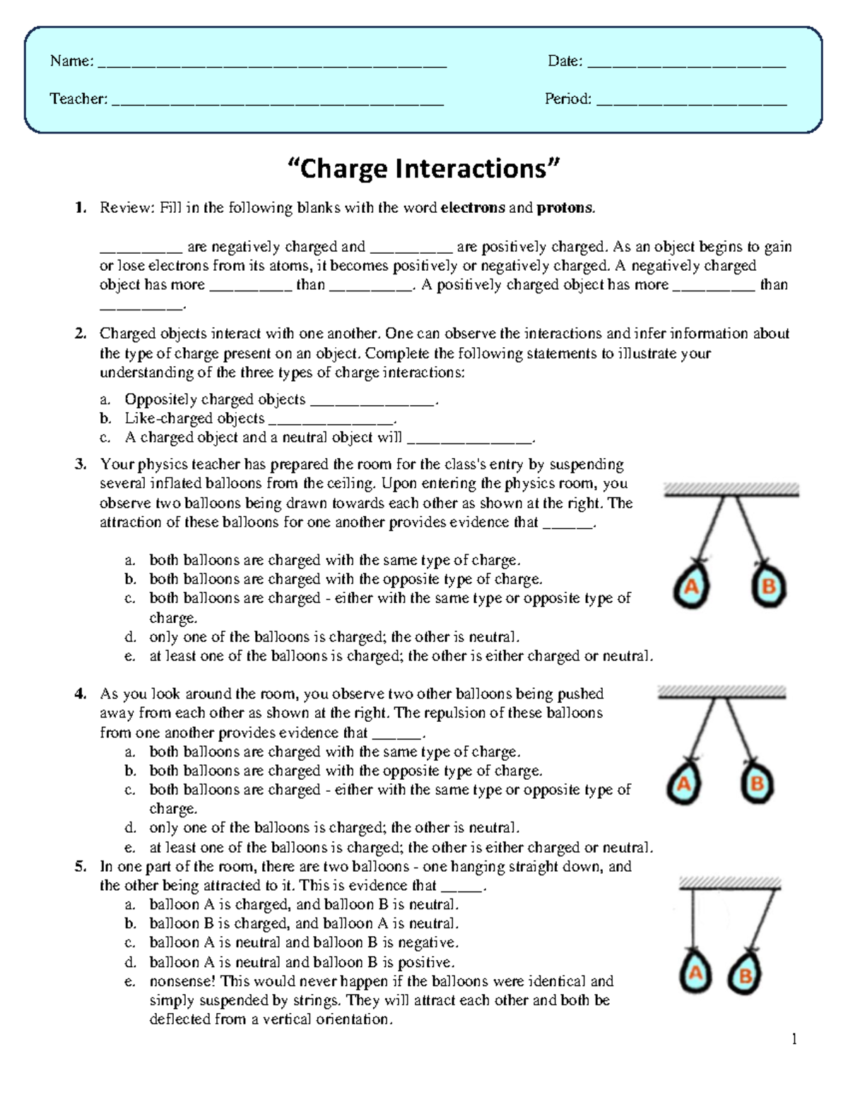Physics 101: Charge Interactions Study Guide - Studocu