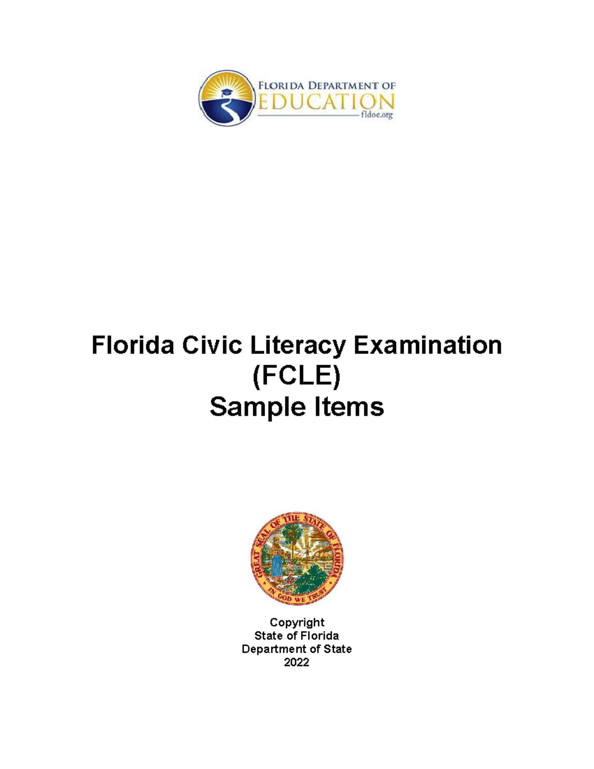 Florida Civic Literacy Examination (FCLE) Sample Test Items - Florida ...