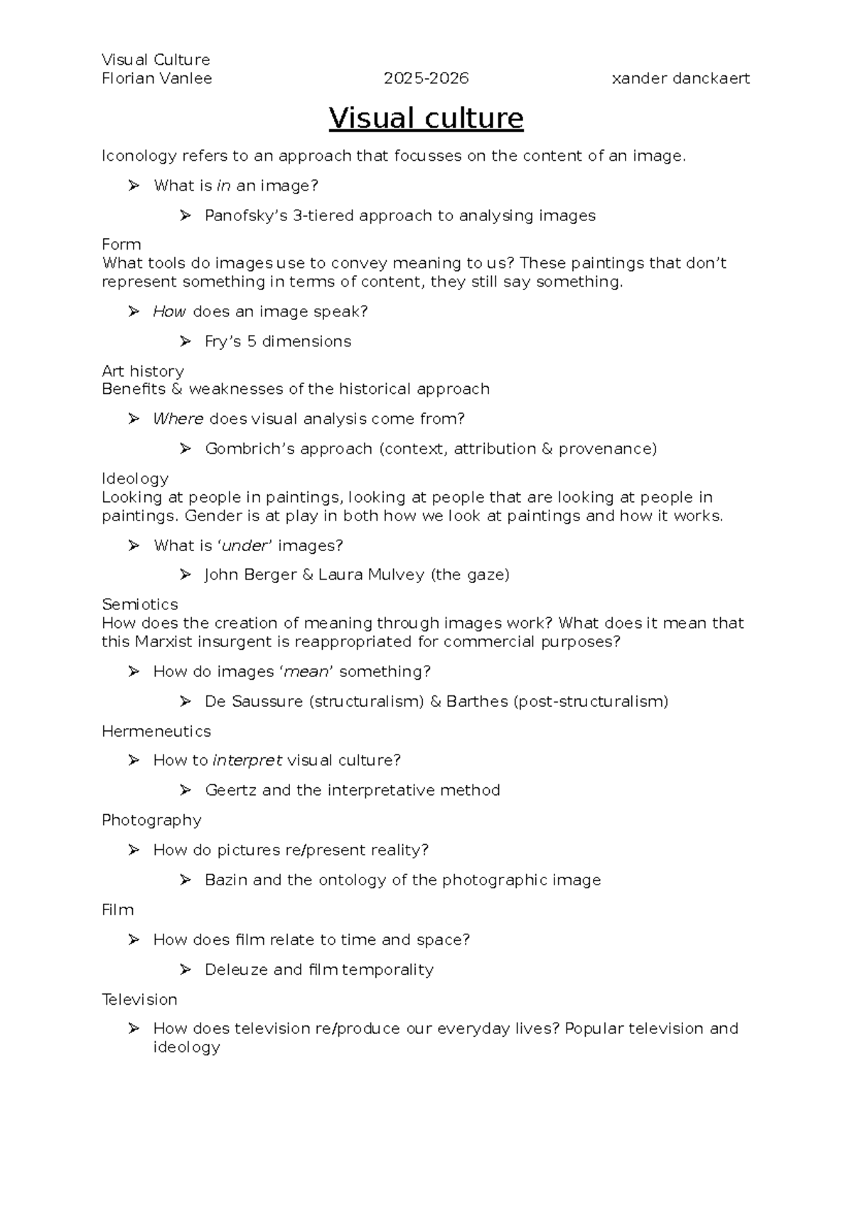 Visual Culture Summary 2025: Iconology and Image Analysis - Studocu