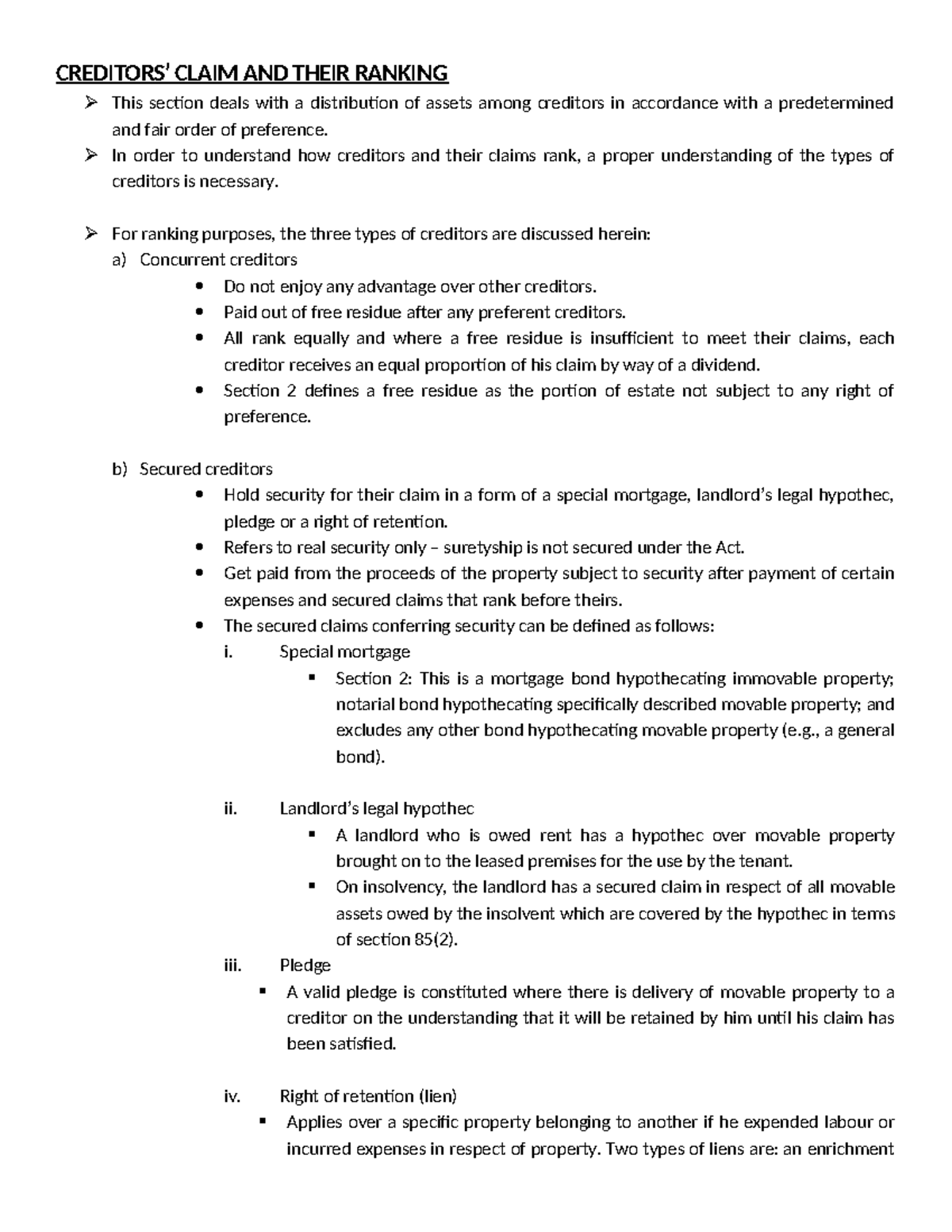 Ranking of Creditors' Claims: Types, Rights, and Distribution ...
