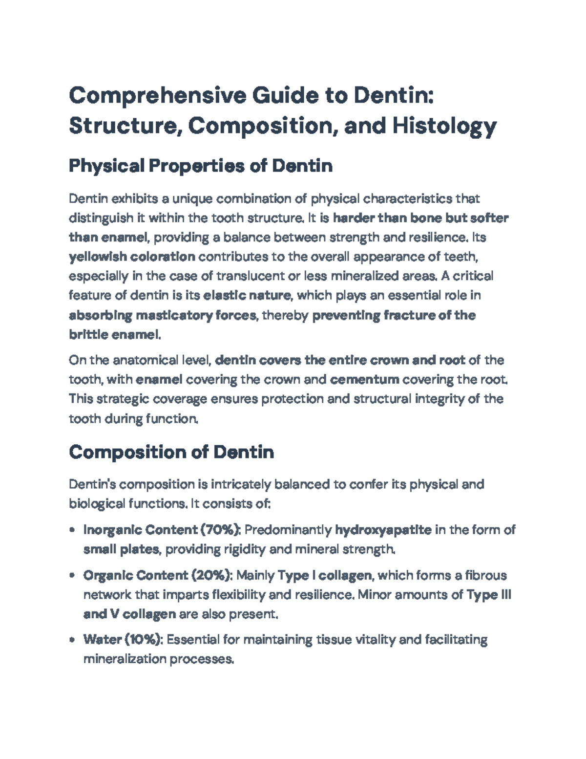 Comprehensive Guide to Dentin: Structure, Composition, and Properties ...