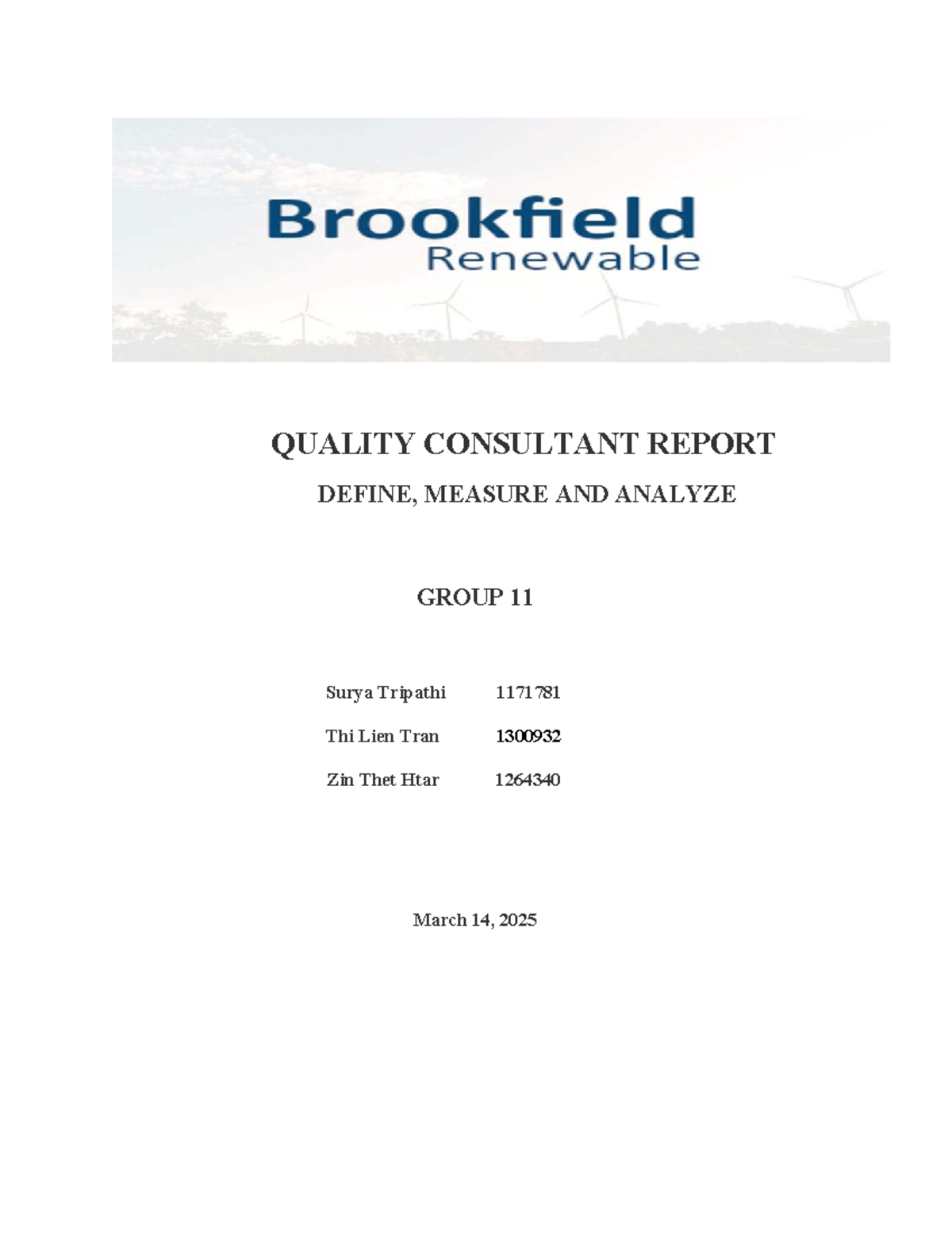 Quality Management Report: Define, Measure, and Analyze - Group 11 ...