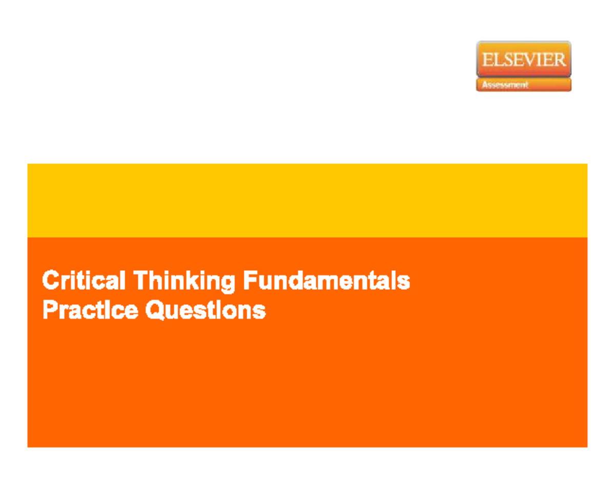 HESI 04 Fundamentals: Critical Thinking Practice Questions - Studocu