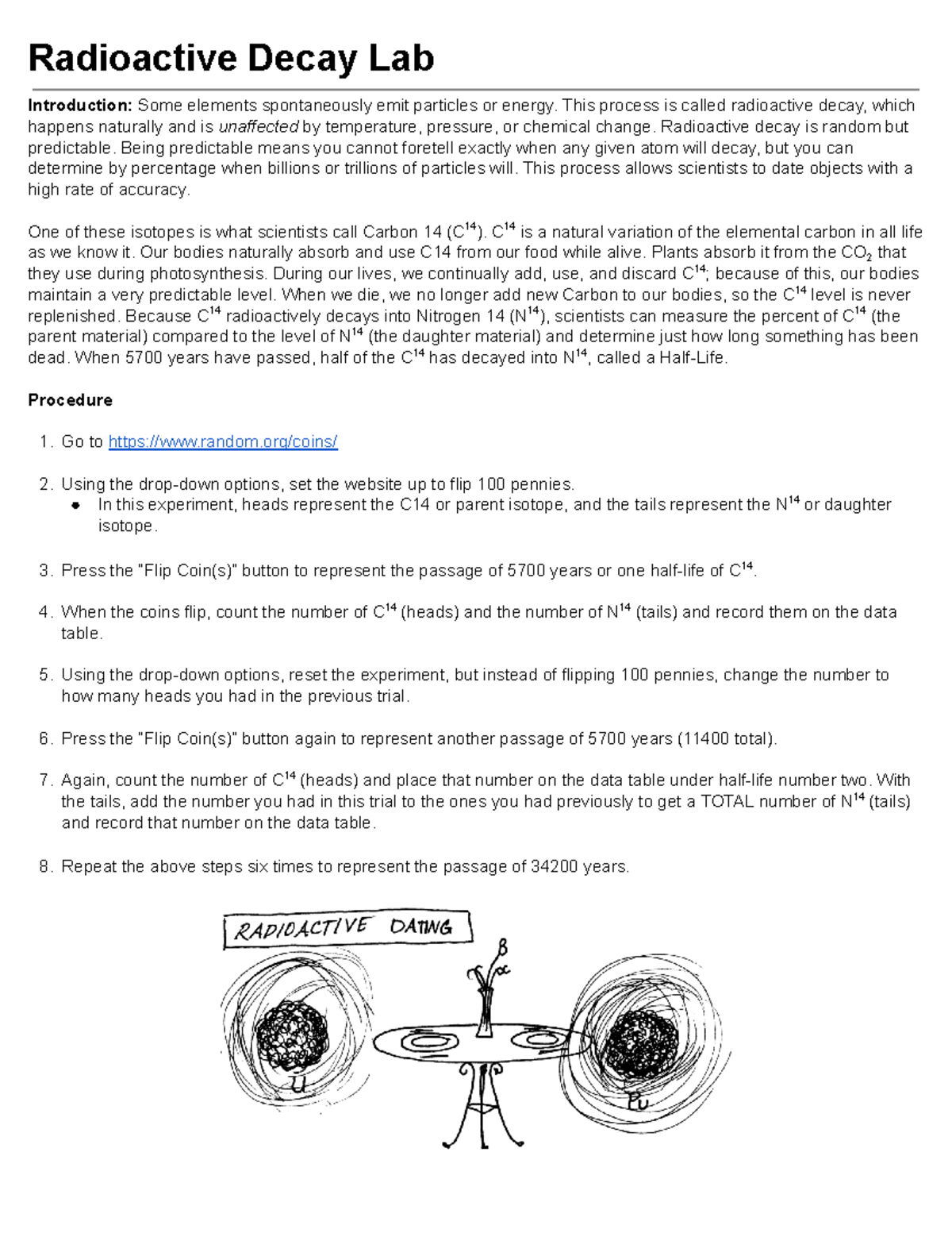 Radioactive Decay Lab - 2425 - Radioactive Decay Lab Introduction: Some ...