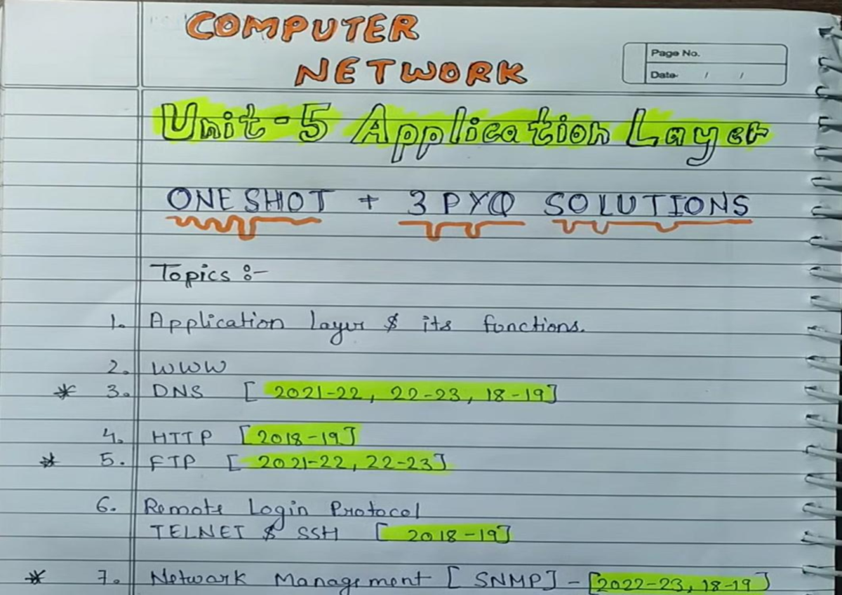 Unit 5 - Computer Networks: Application Layer Overview and Protocols - Studocu