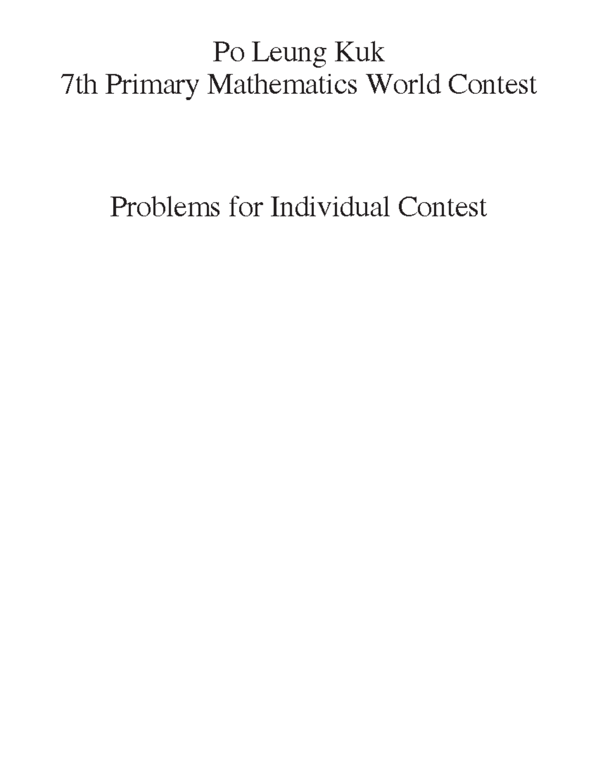 7th Individual Mathematics Contest Problems and Solutions - Studocu
