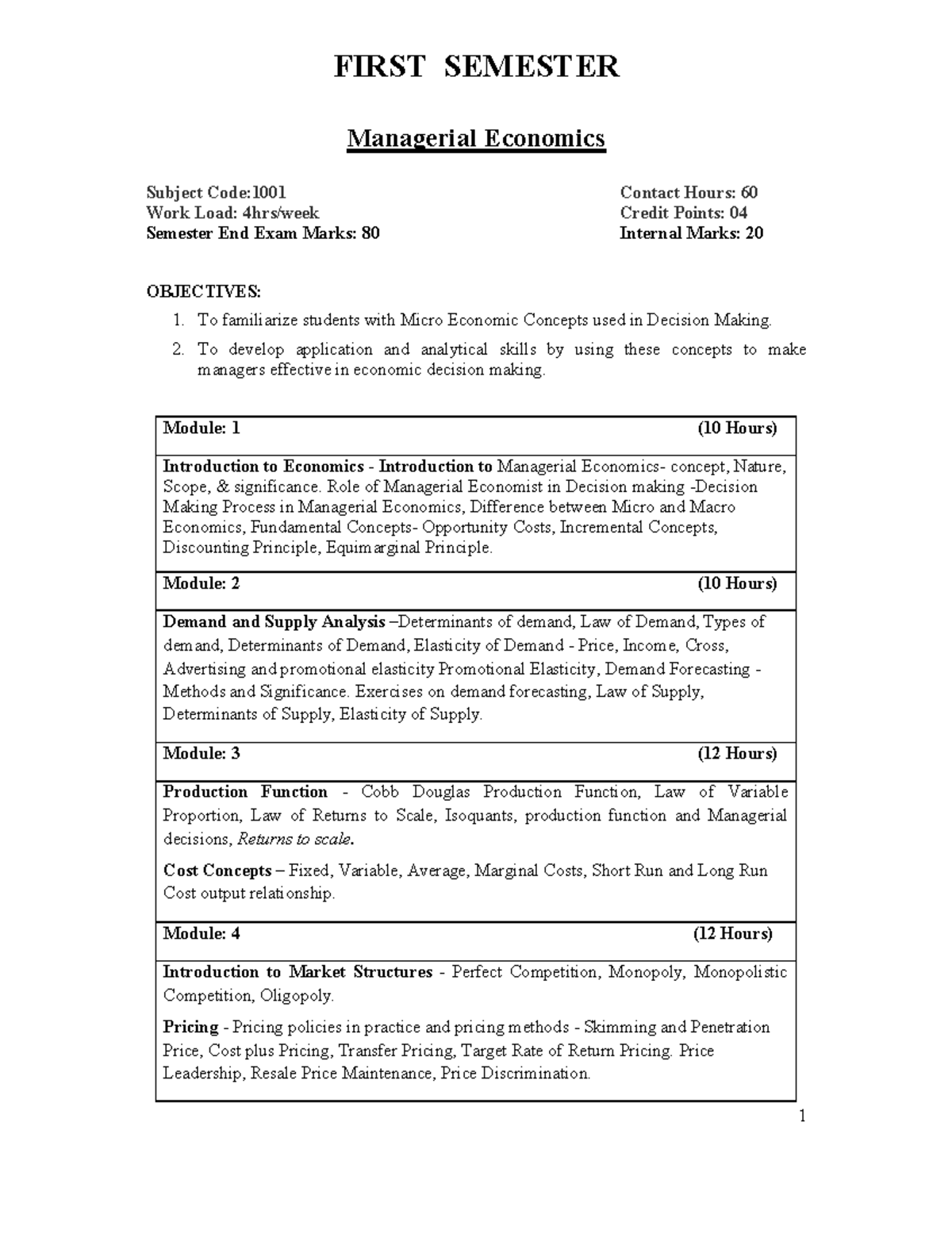 MBA 1st Semester Comprehensive Syllabus Overview at KLS - Studocu
