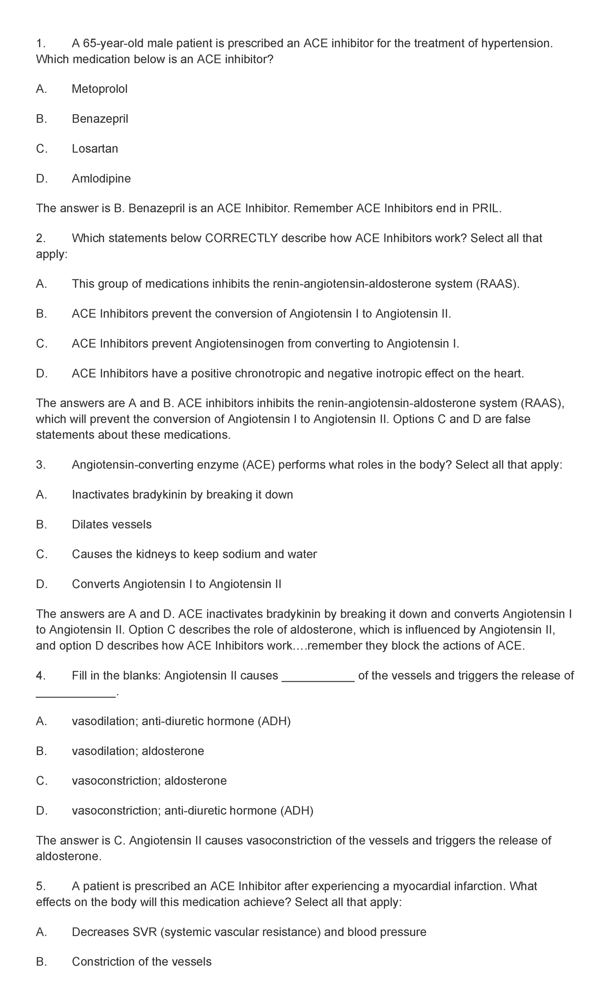 NLE Practice Exam: Pharmacology and Cardiac Medications Review - Studocu