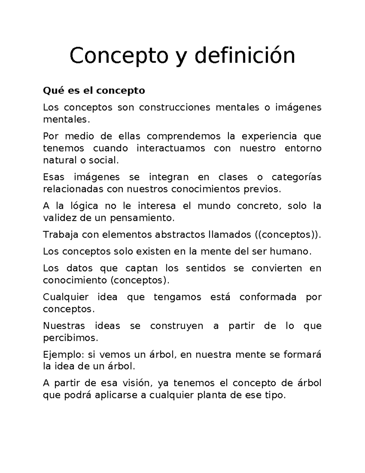 Concepto y Definición: Segundo Parcial de Filosofía 101 - Studocu