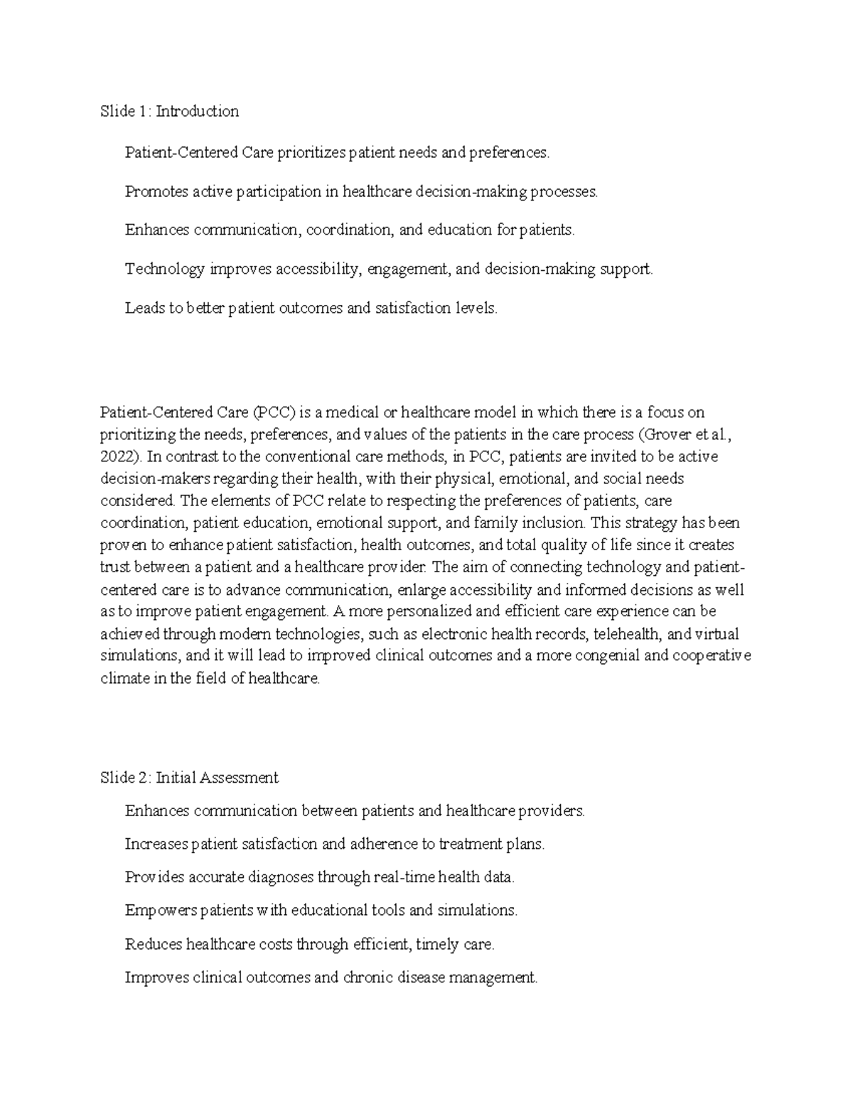 PCC 101: Enhancing Patient-Centered Care Through Technology - Studocu