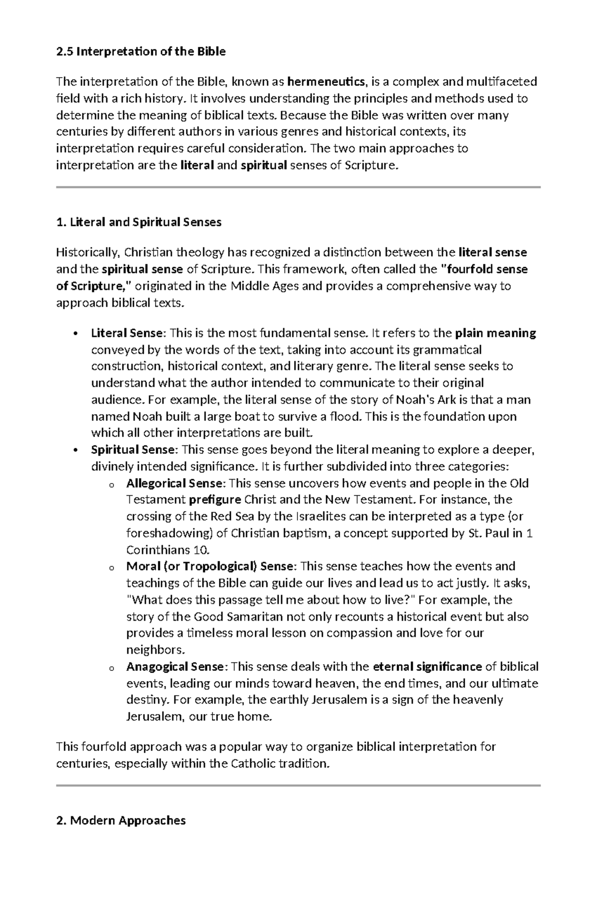 Biblical Interpretation Methods and Divisions (THEO 2.5) - Studocu