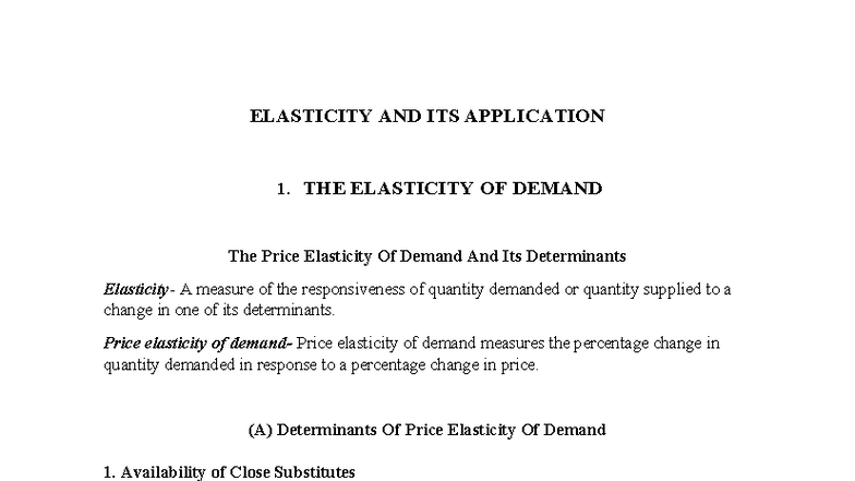 Elasticity and Its Applications: Principles of Economics II - Studocu