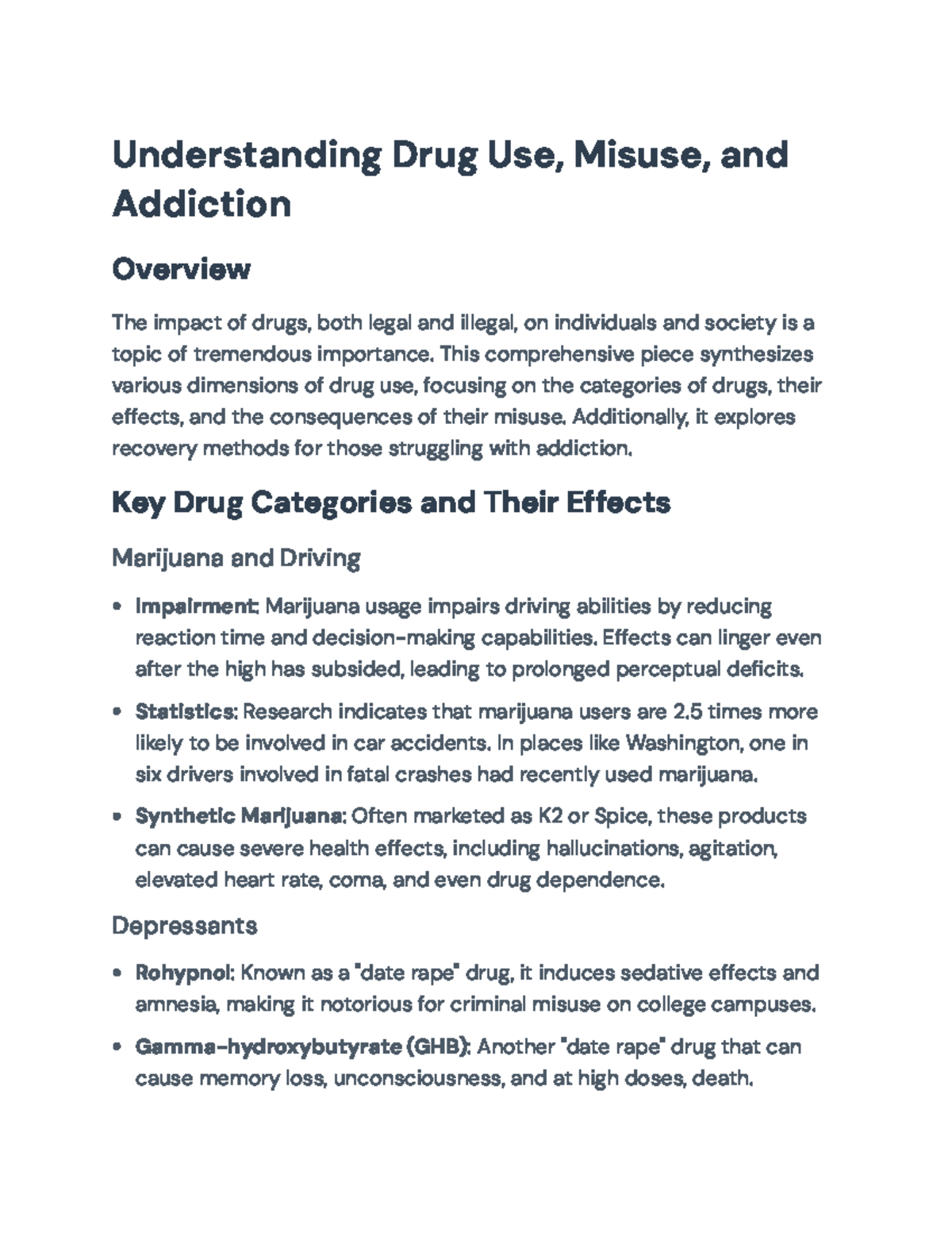Understanding Drug Use, Misuse, and Addiction: Effects & Recovery ...