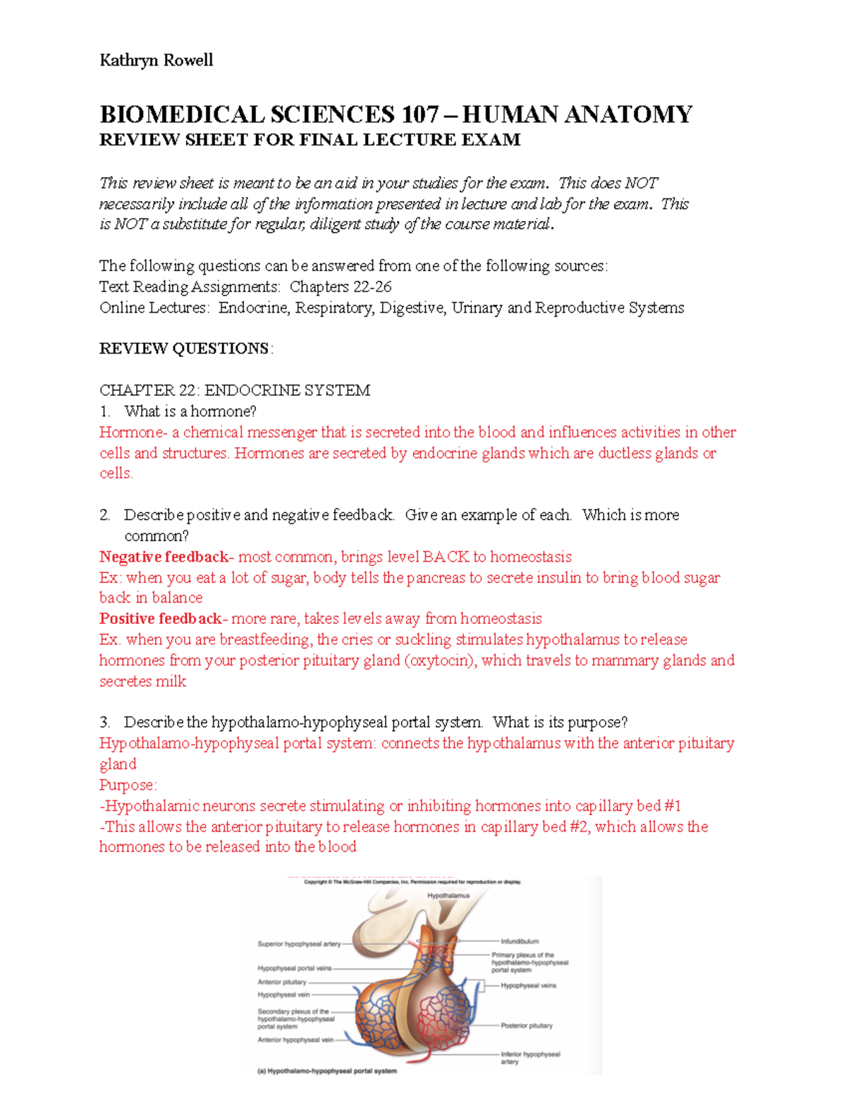 BMS 107 Human Anatomy Final Exam Study Guide and Review Sheet - Studocu