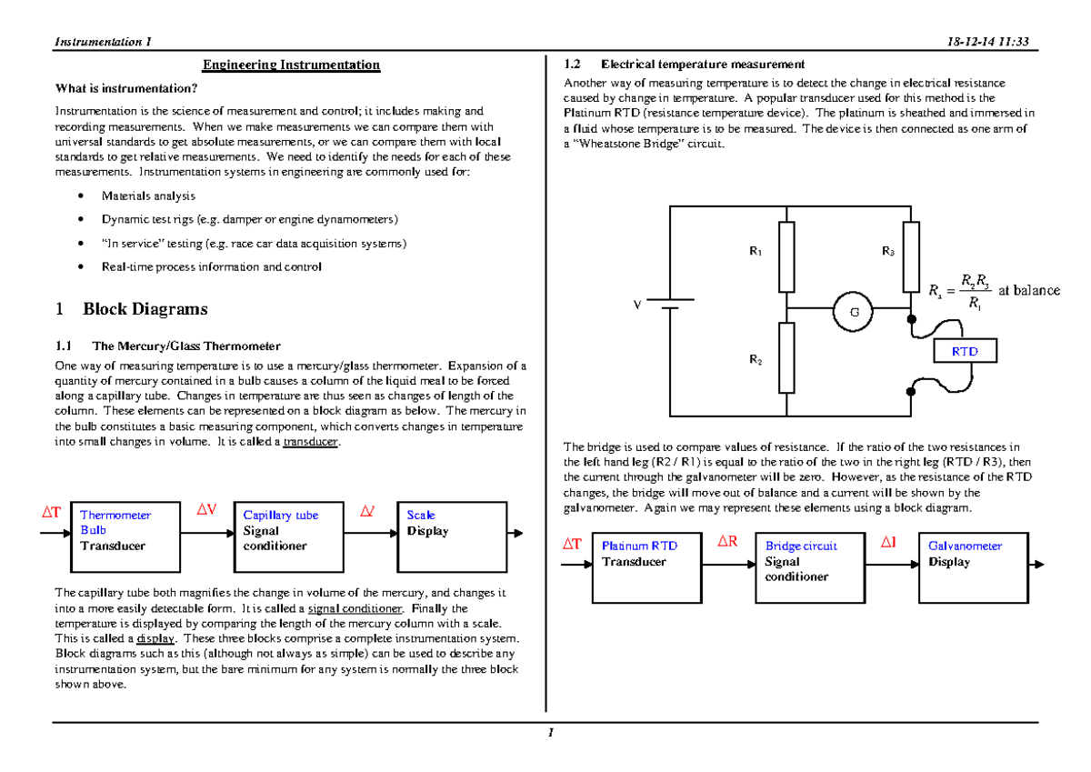 Instrumentation 1 - lecture notes with proper explanations ...