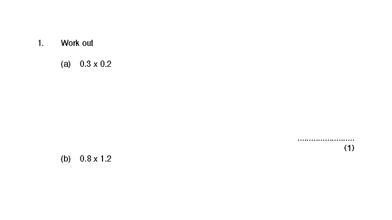 Maths hw 1 - algebra - 1.!Work out !(a) 0 x 0 ...