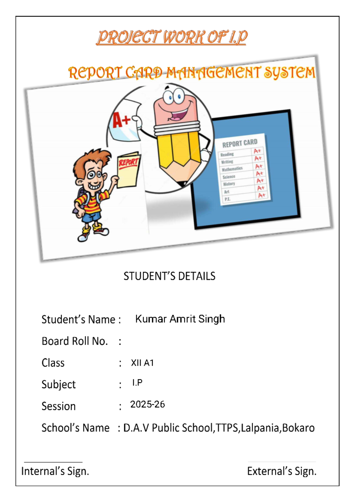 XII A1 I.P Project: Card Management System Certificate - Studocu