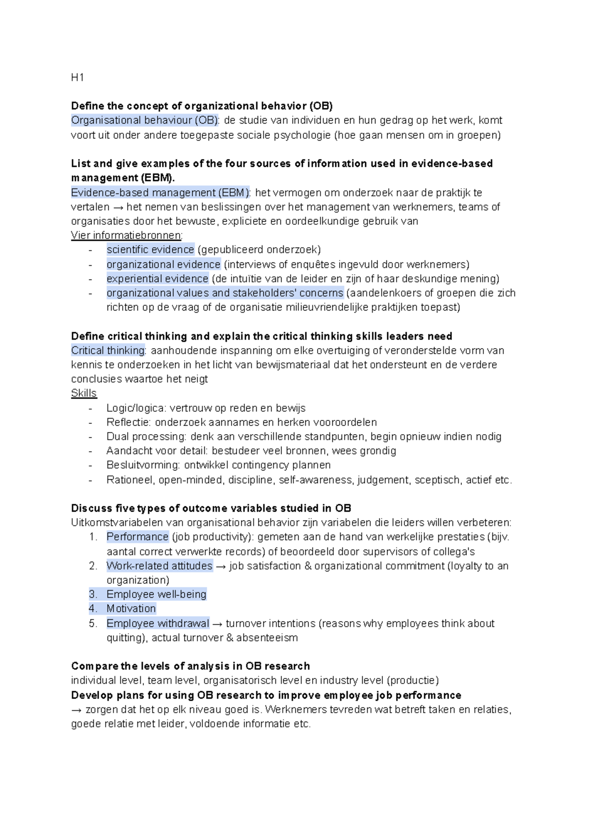 Organizational Behavior (OB) Concepts and Management Insights: Key ...