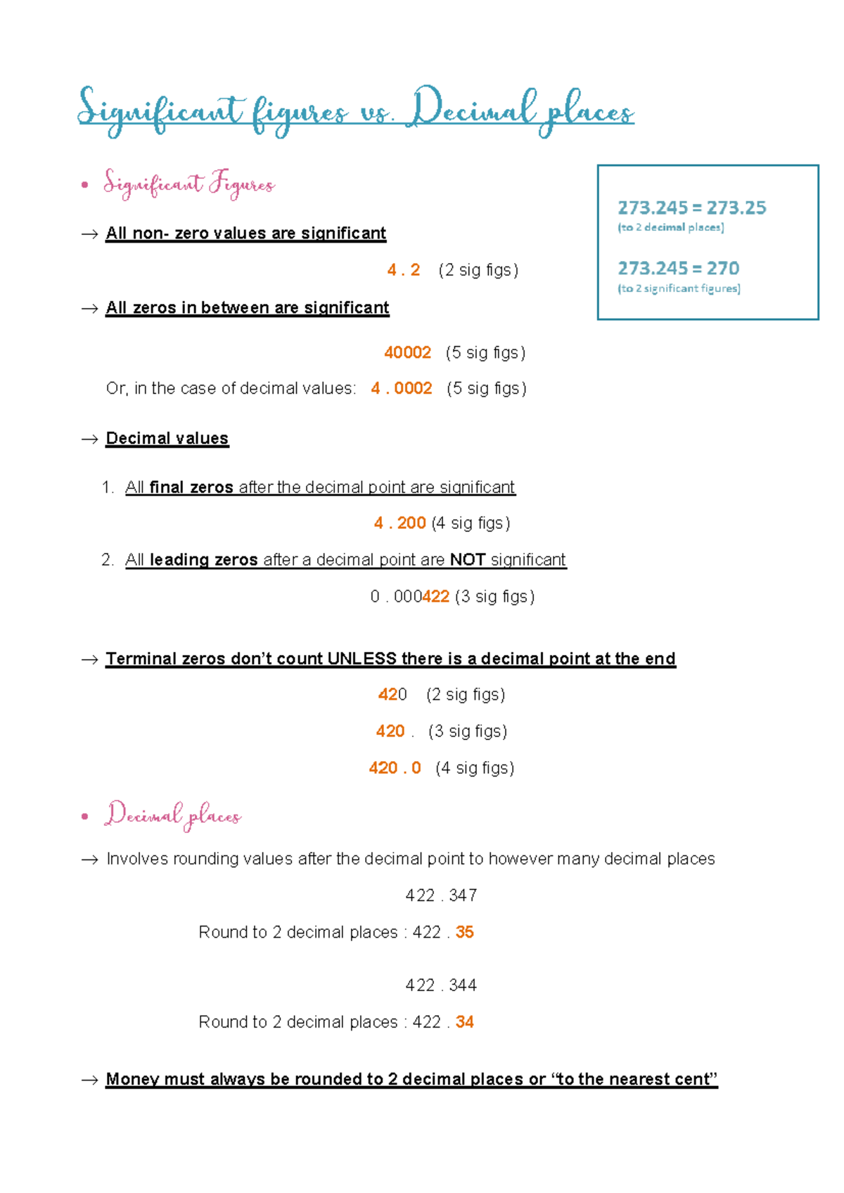 DATA 101: Significant Figures, Decimal Places, and Measures of Center ...
