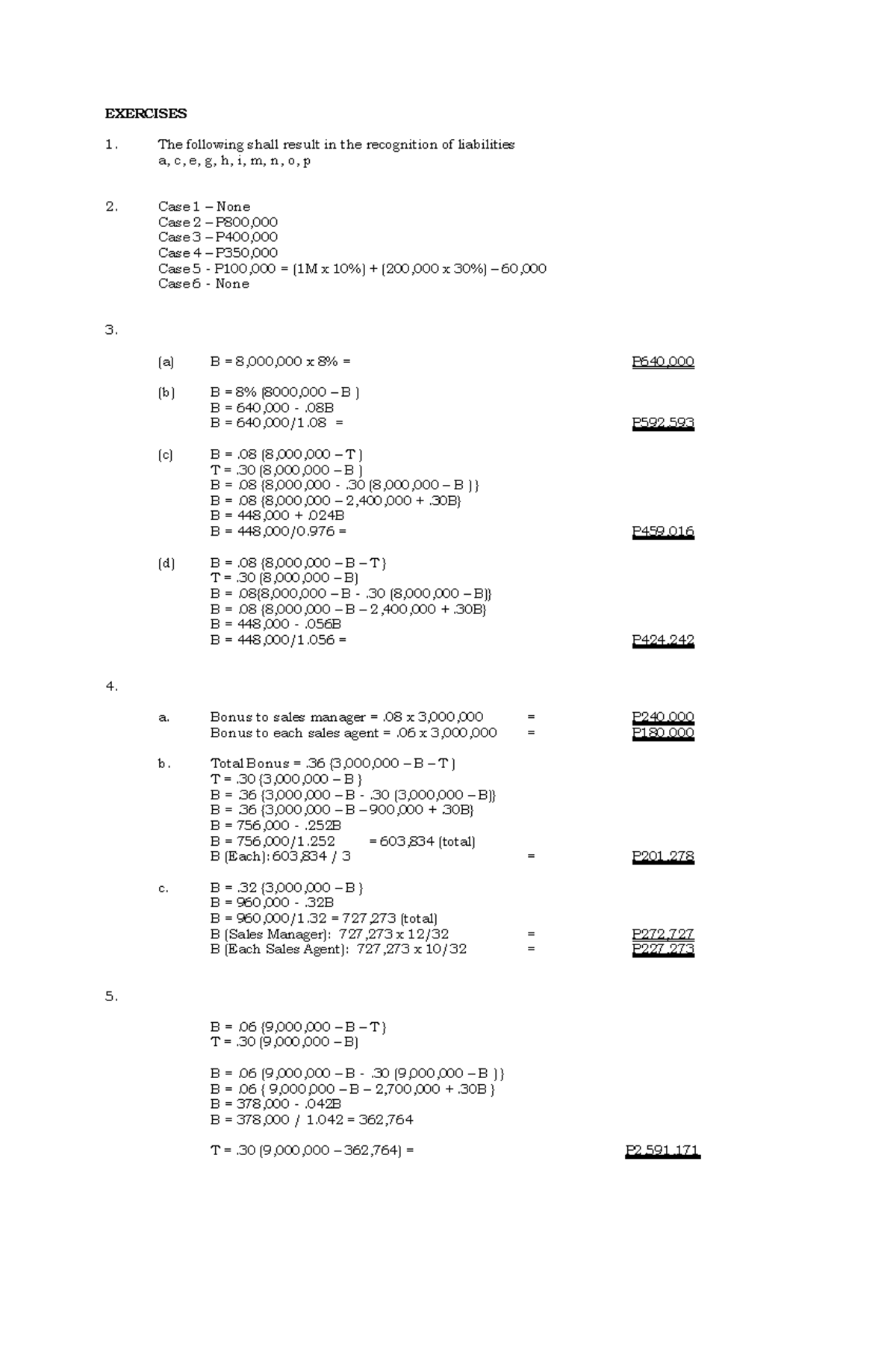 Non-Financial Liabilities Part 1: Exercises & Examples Answers - Studocu