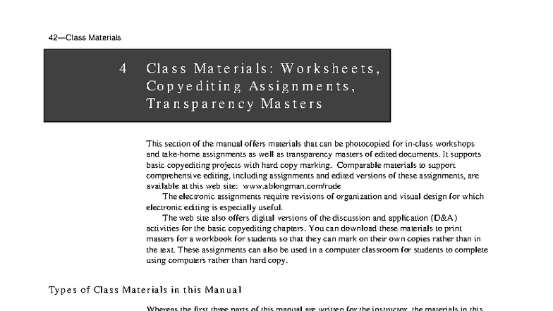 Technical Editing: Copyreading English Worksheet 1 Materials - Studocu