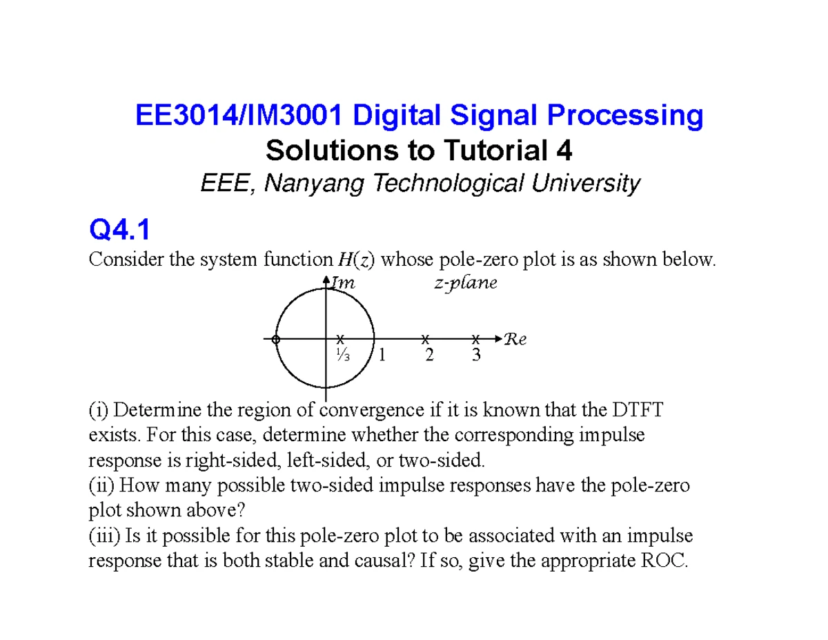 IE3014 Digital Signal Processing Tutorial 6 Solutions (2023) - Studocu