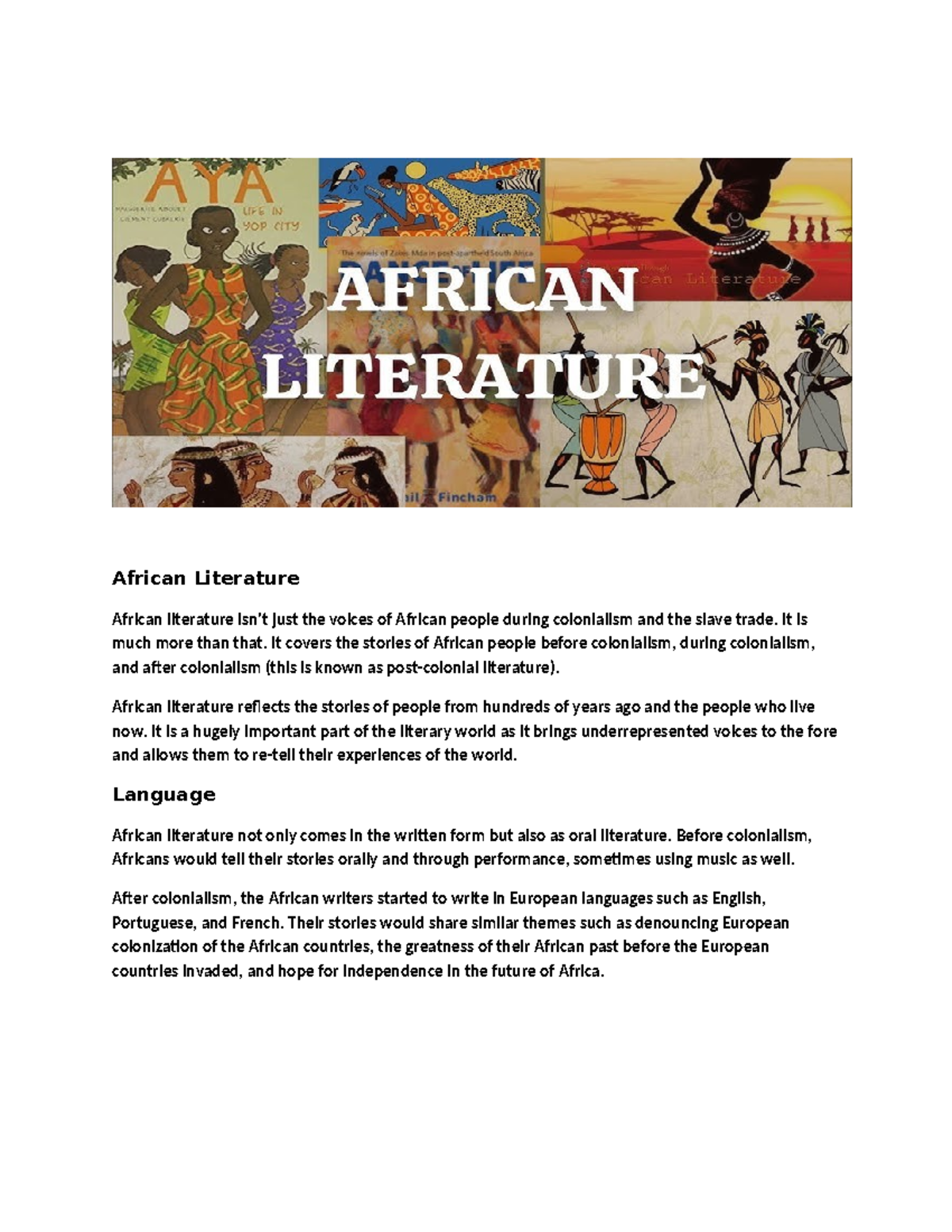 African Literat-WPS Office - African Literature African literature isn ...