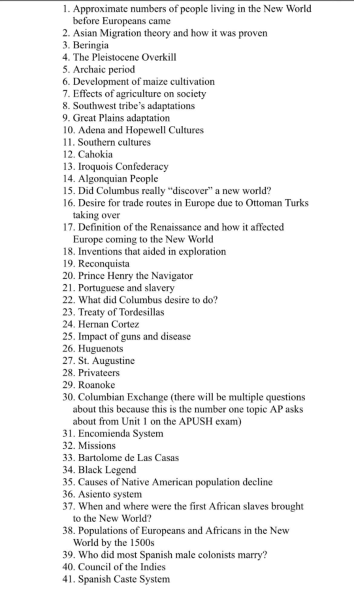 APUSH Unit 1: Key Findings on Pre-Columbian & Colonial America - Studocu