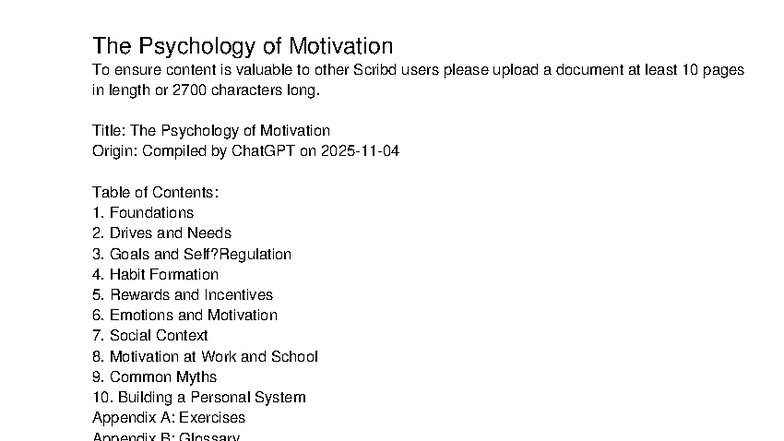 Psychology of Motivation: Comprehensive Study Guide - Studocu