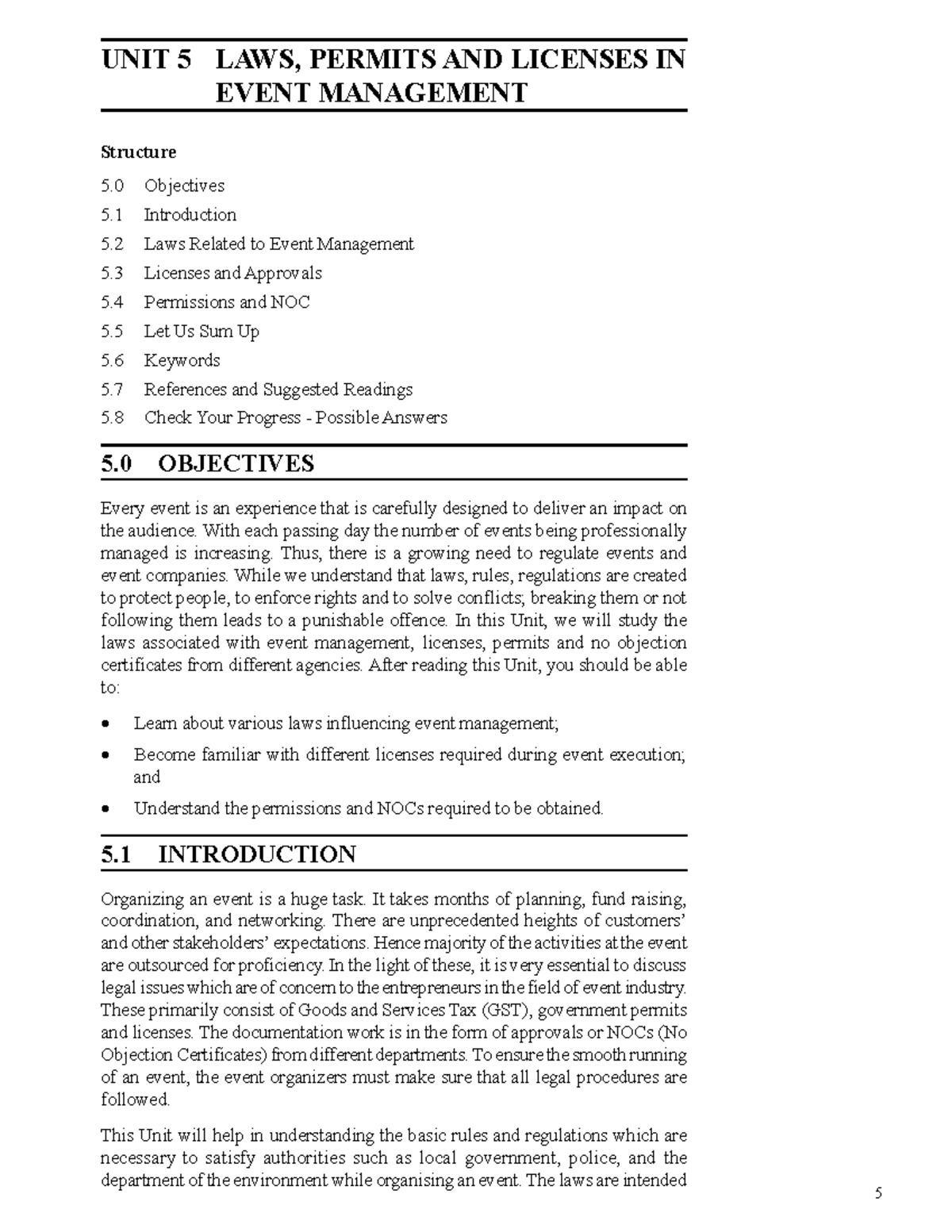 Laws, Permits, and Licenses in Event Management (Unit 5) - Studocu
