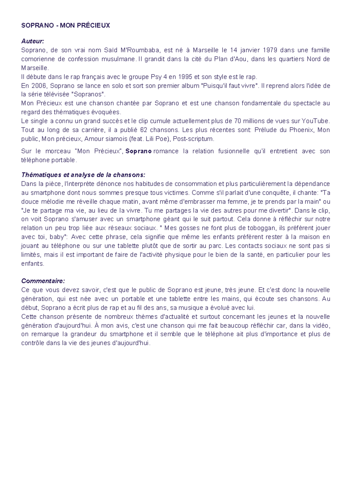 Soprano - MON PRÉCIEUX : Biographie, Contexte Historique & Analyse ...