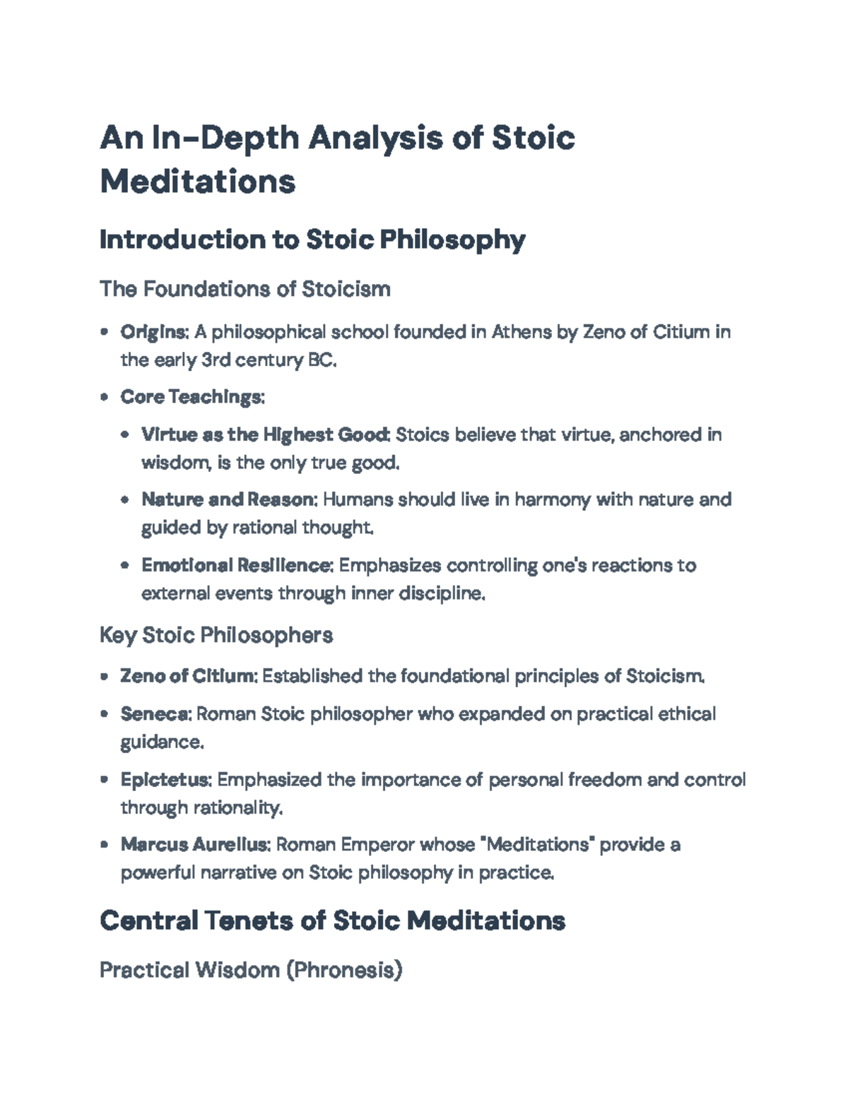 Exploring Stoic Philosophy: Principles and Practical Applications - An ...