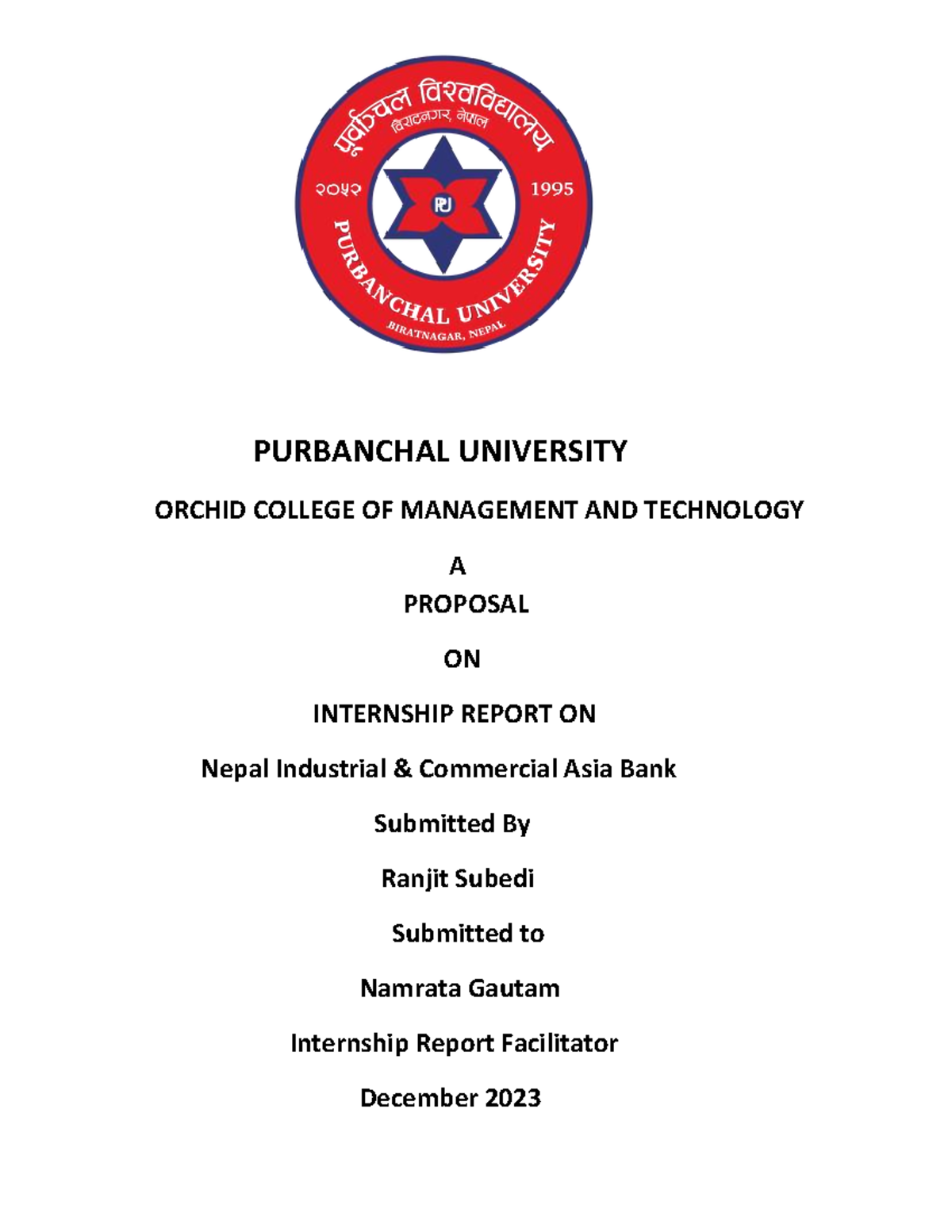 Purbanchal University BBA Internship Report on NIC ASIA Bank - Studocu