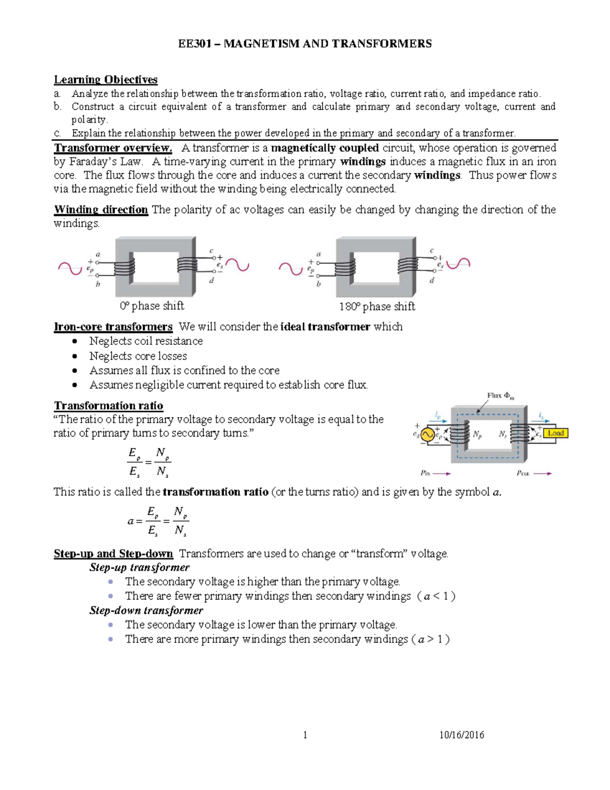 EE301 Lesson 24: Understanding Magnetism & Transformer Concepts - Studocu