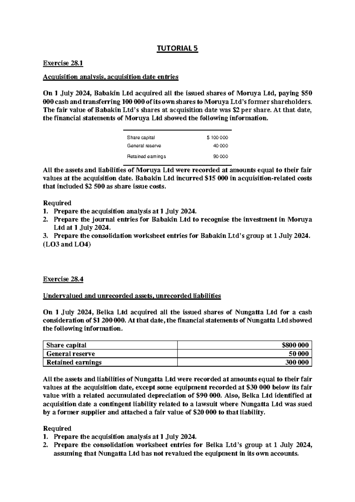 Tutorial 5: Acquisition Analysis & Journal Entries (LO3, LO4) - Studocu